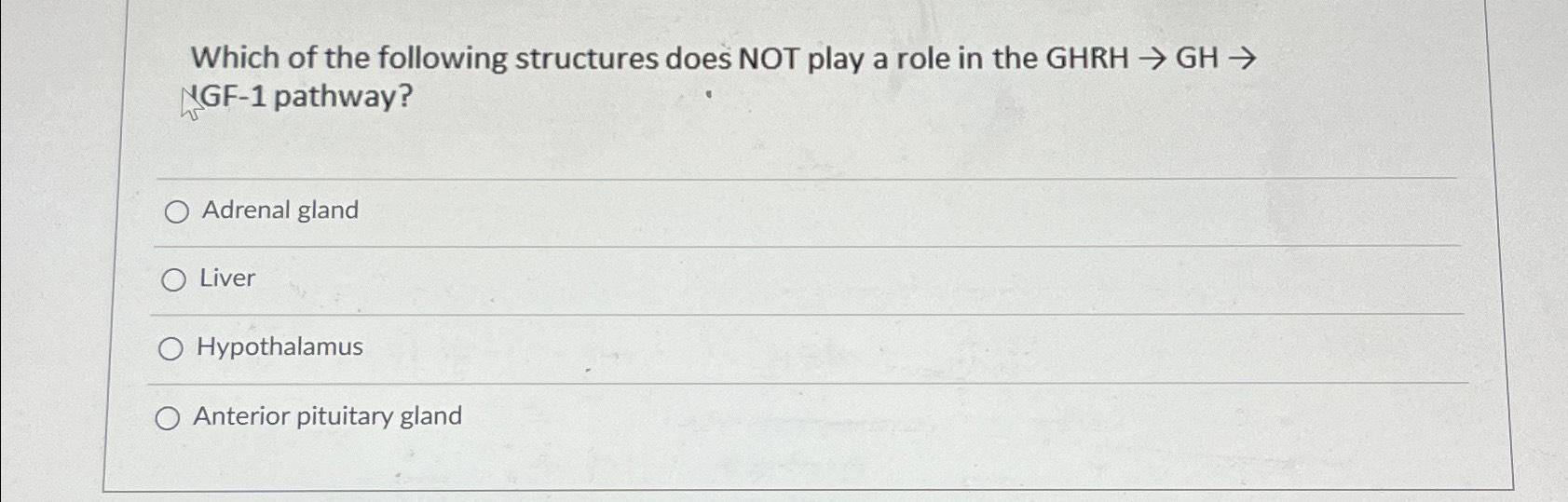 Solved Which of the following structures does NOT play a | Chegg.com