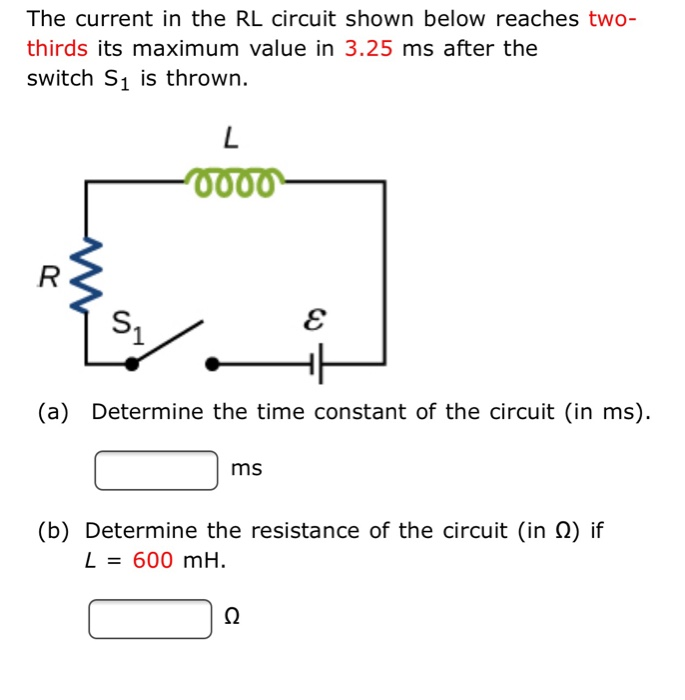 Solved The current in the RL circuit shown below reaches | Chegg.com