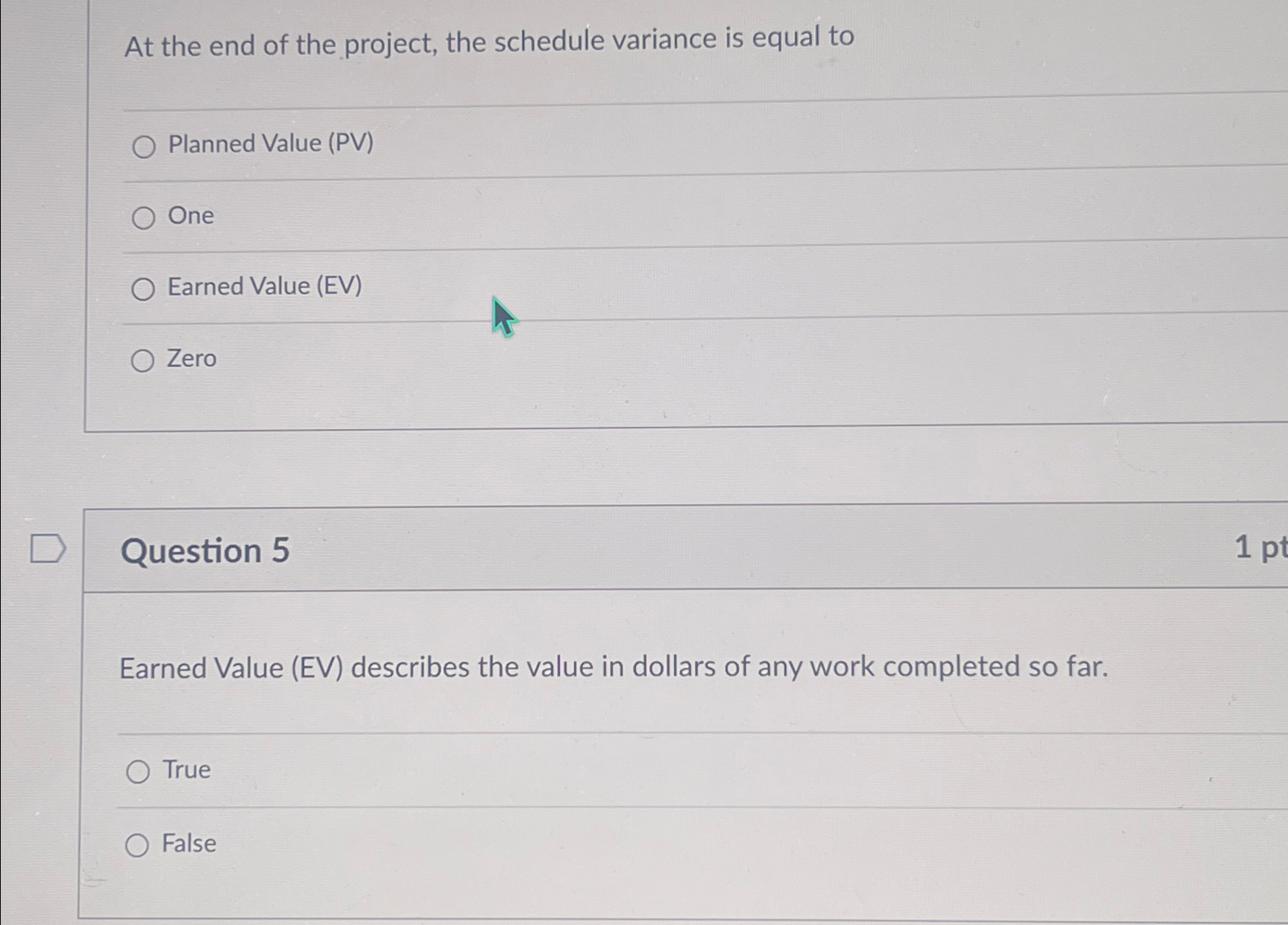 Solved At the end of the project, the schedule variance is | Chegg.com