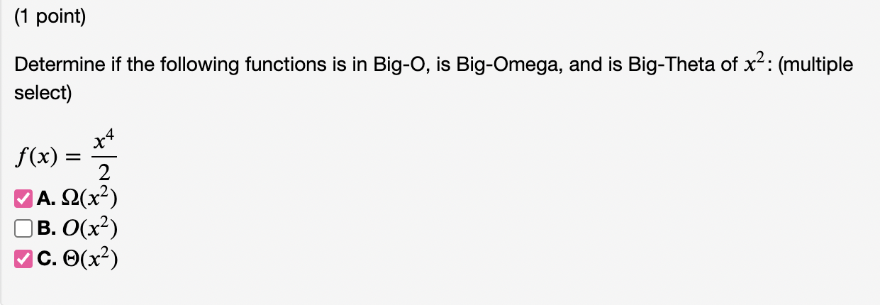 Solved (1 ﻿point)Determine if the following functions is in | Chegg.com