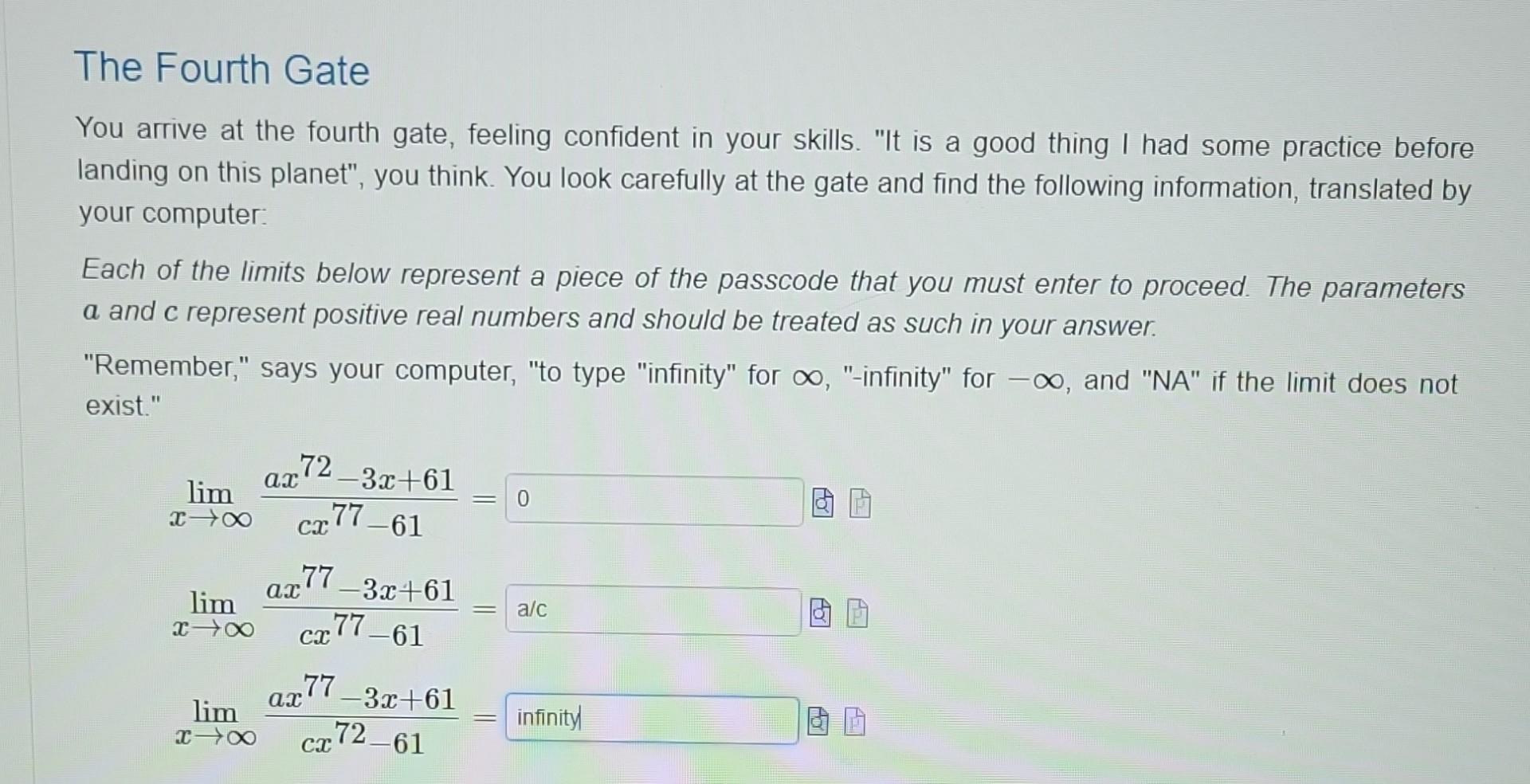 Solved You arrive at the fourth gate, feeling confident in | Chegg.com