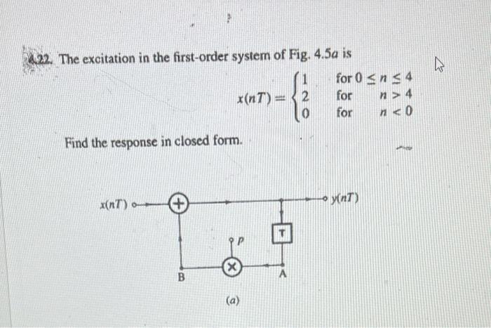 Solved 22. The excitation in the first-order system of Fig. | Chegg.com