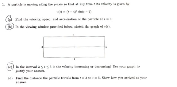 Solved A particle is moving along the y-axis so that at any | Chegg.com