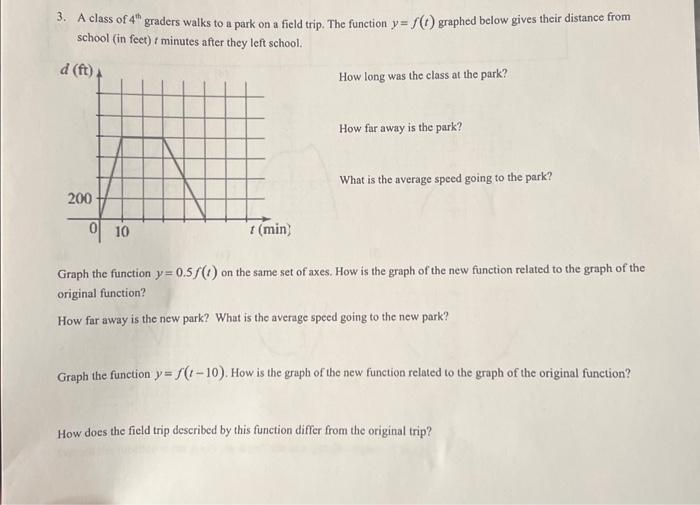 Solved 3. A class of 4th graders walks to a park on a field | Chegg.com