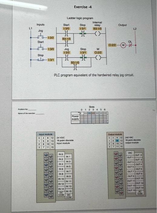 Exercise -3 Soquential process PLC ladder logic | Chegg.com