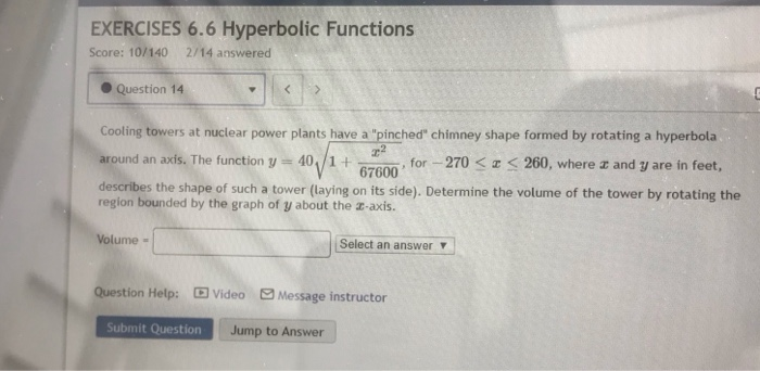 Solved EXERCISES 6.6 Hyperbolic Functions Score: 10/140 2/14 | Chegg.com