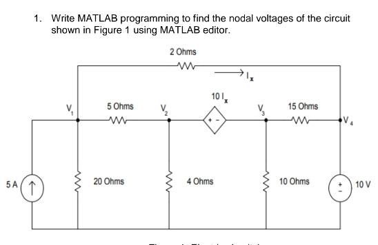 Solved 5 A 1. Write MATLAB programming to find the nodal | Chegg.com