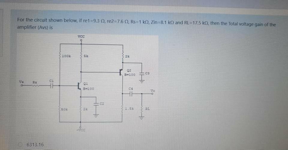Solved For the circuit shown below, if re1=9.30, re2=7.6 0 | Chegg.com