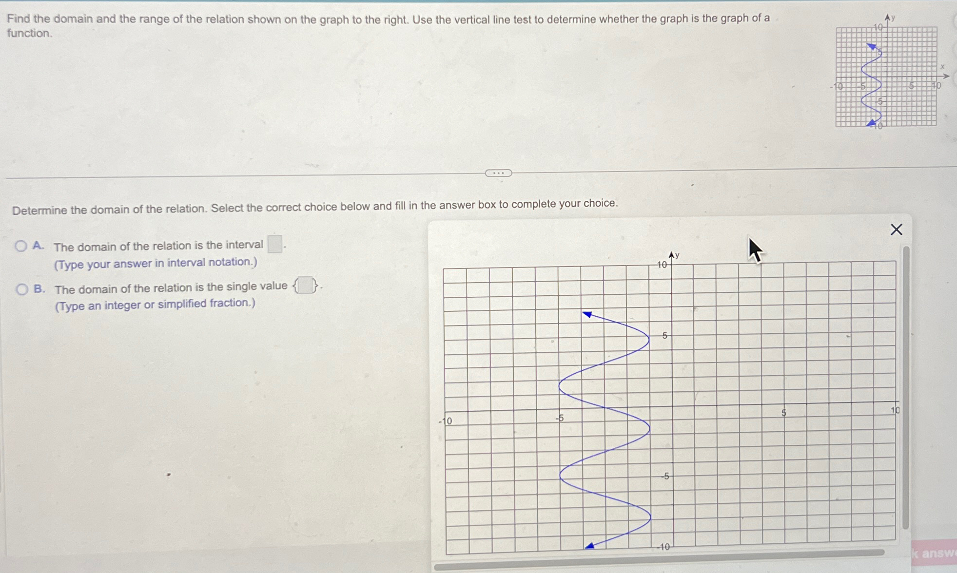 Solved Find the domain and the range of the relation shown | Chegg.com