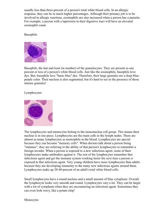 Lab 16 Identifying Blood Cells Identify the following | Chegg.com