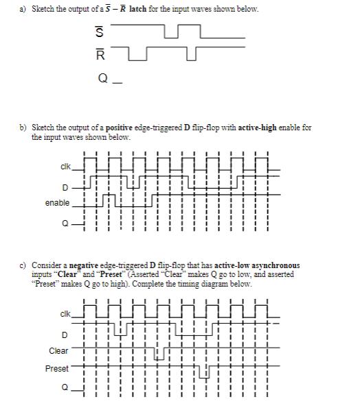 Solved a) ﻿Sketch the output of a ?bar (S)-bar (R) ﻿latch | Chegg.com