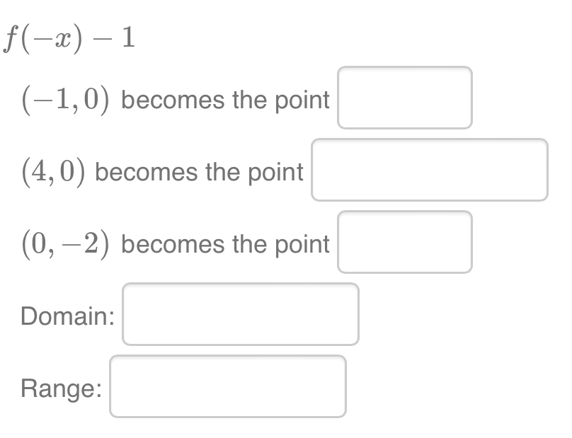 f(-x)-1(-1,0) ﻿becomes the point(4,0) ﻿becomes the | Chegg.com