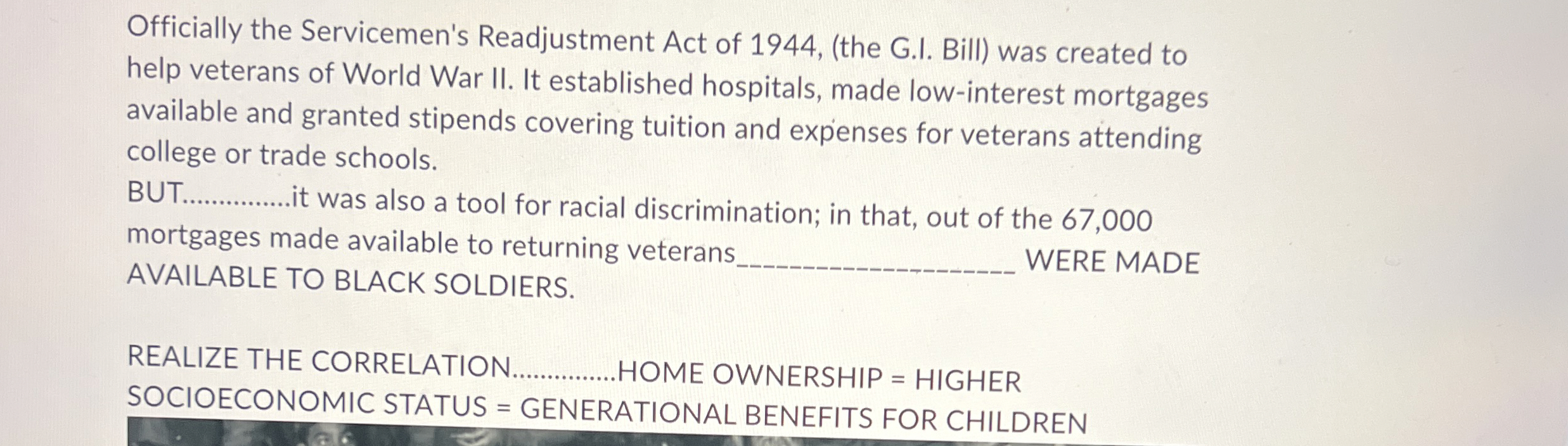 Solved Officially the Servicemen's Readjustment Act of | Chegg.com ...