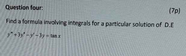 Solved Find a formula involving integrals for a particular | Chegg.com