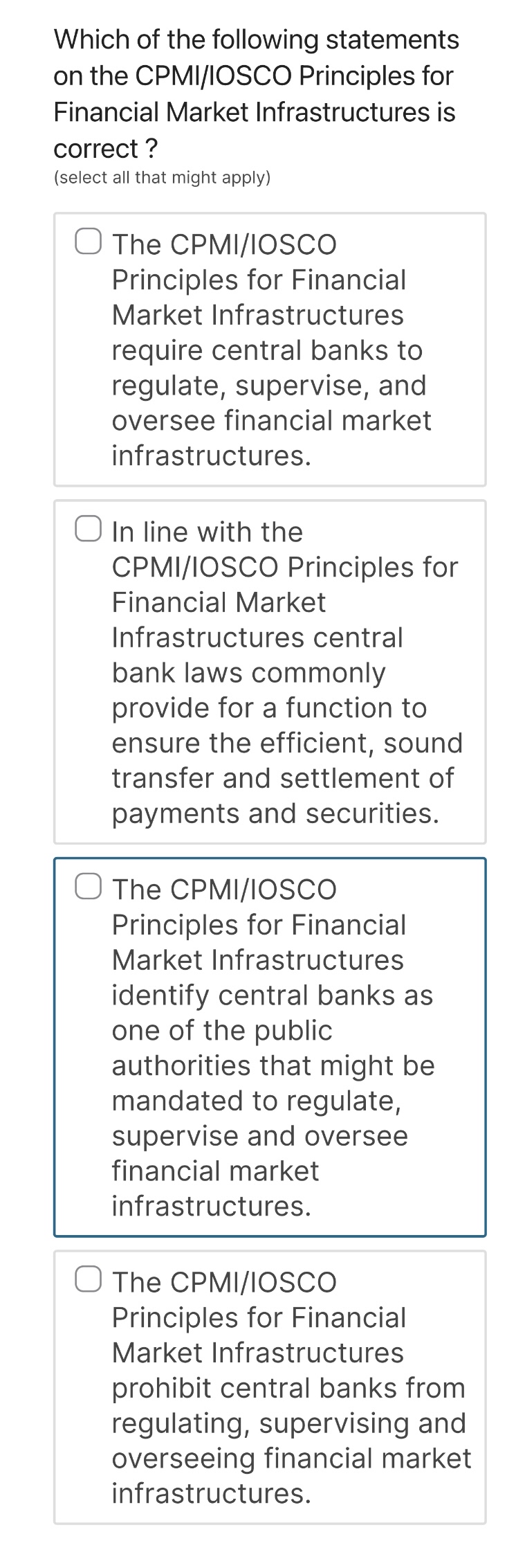 Solved Which of the following statements on the CPMI/IOSCO | Chegg.com