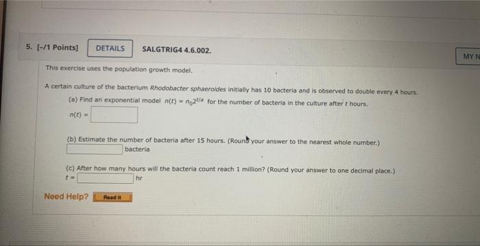 Solved This exercise uses the population growth model. A | Chegg.com