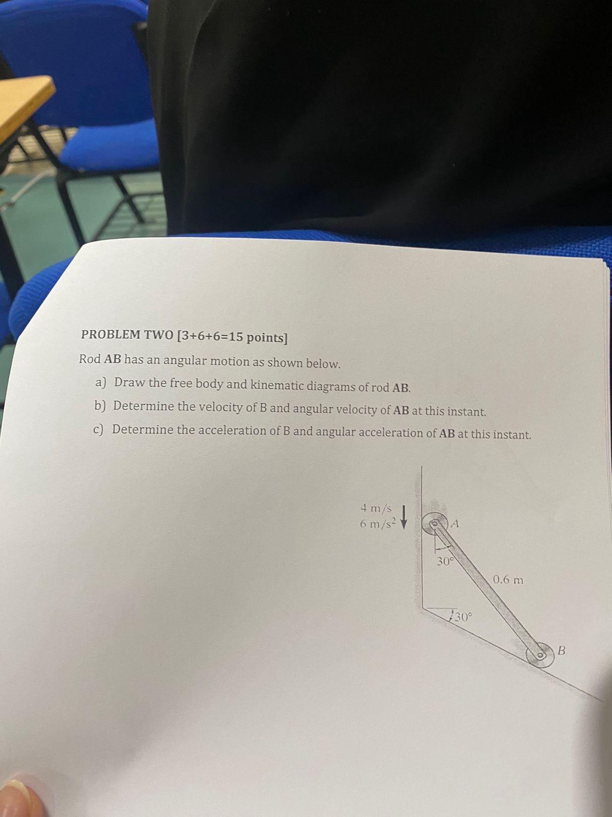 Solved Rod AB has an angular motion as shown below.a) ﻿Draw | Chegg.com