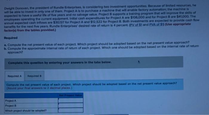 Solved Dwight Donovan, the president of Rundle Enterprises, | Chegg.com
