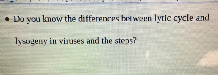 Solved • Do you know the differences between lytic cycle and | Chegg.com