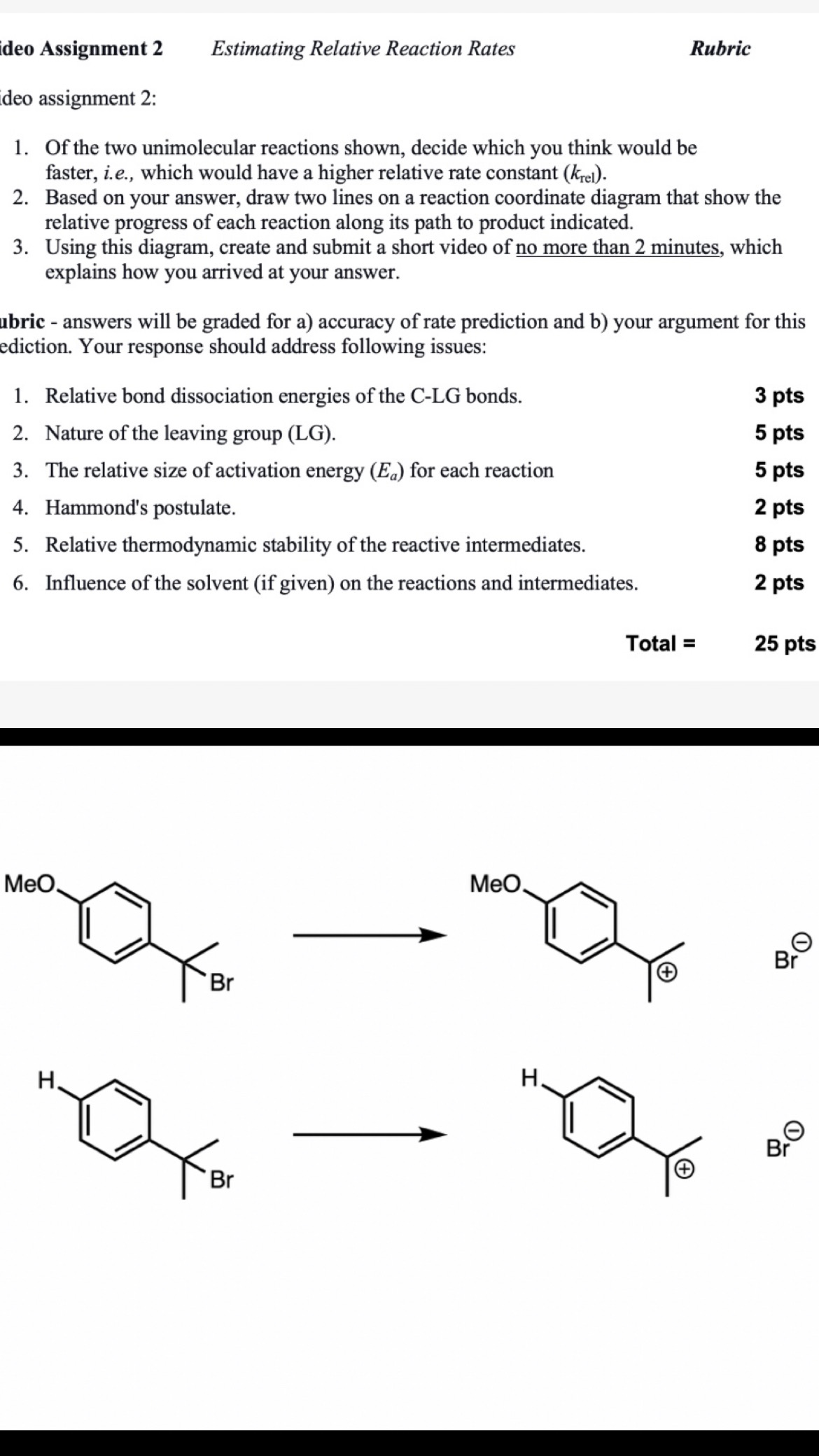 Solved Assignment 2Estimating Relative Reaction RatesRubric | Chegg.com