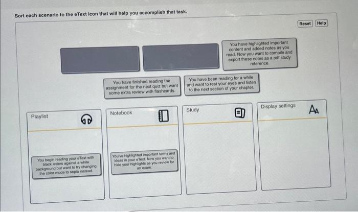 Solved Sort each scenario to the eText icon that will help | Chegg.com