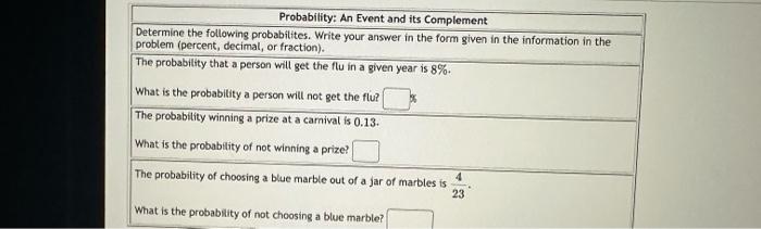 Solved Probability: An Event and its Complement Determine | Chegg.com