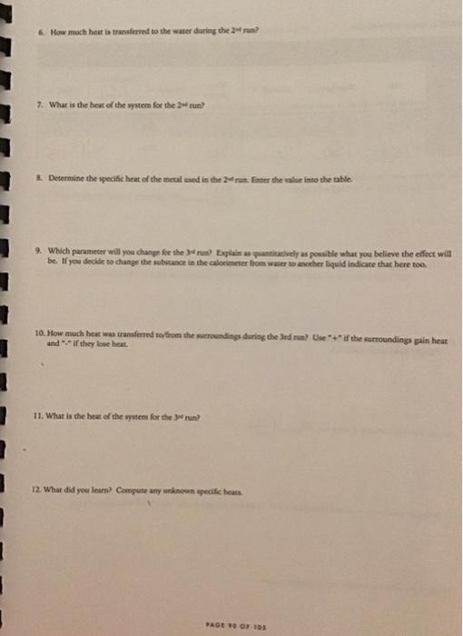 Solved PRE-LAB 9: CALORLMETRY SIMULATIONS WORKSHEFT PART 1: | Chegg.com