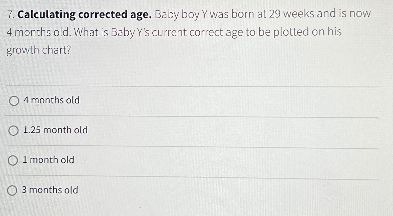 Calculating corrected age. Baby boy Y was born at 29 | Chegg.com