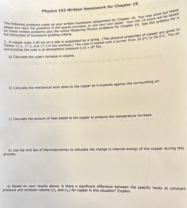 Solved The following problems make up your written homework | Chegg.com