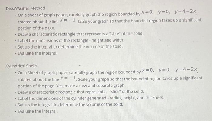 Solved Disk/Washer Method • On a sheet of graph paper, | Chegg.com