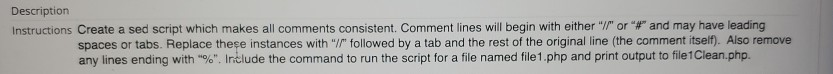 Solved Description Instructions Create A Sed Script Which 