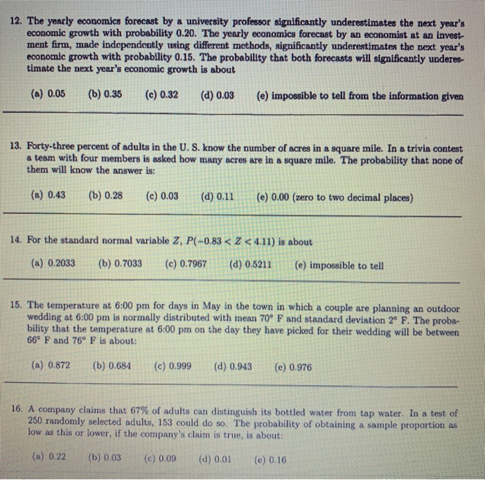 Solved 12. The yearly economics forecast by a university | Chegg.com