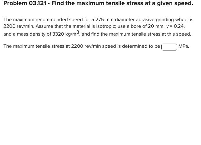 Solved Problem 03.121 - Find the maximum tensile stress at a | Chegg.com