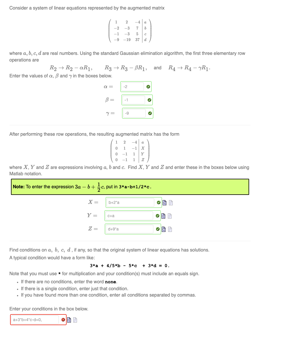 Solved Consider a system of linear equations represented by | Chegg.com