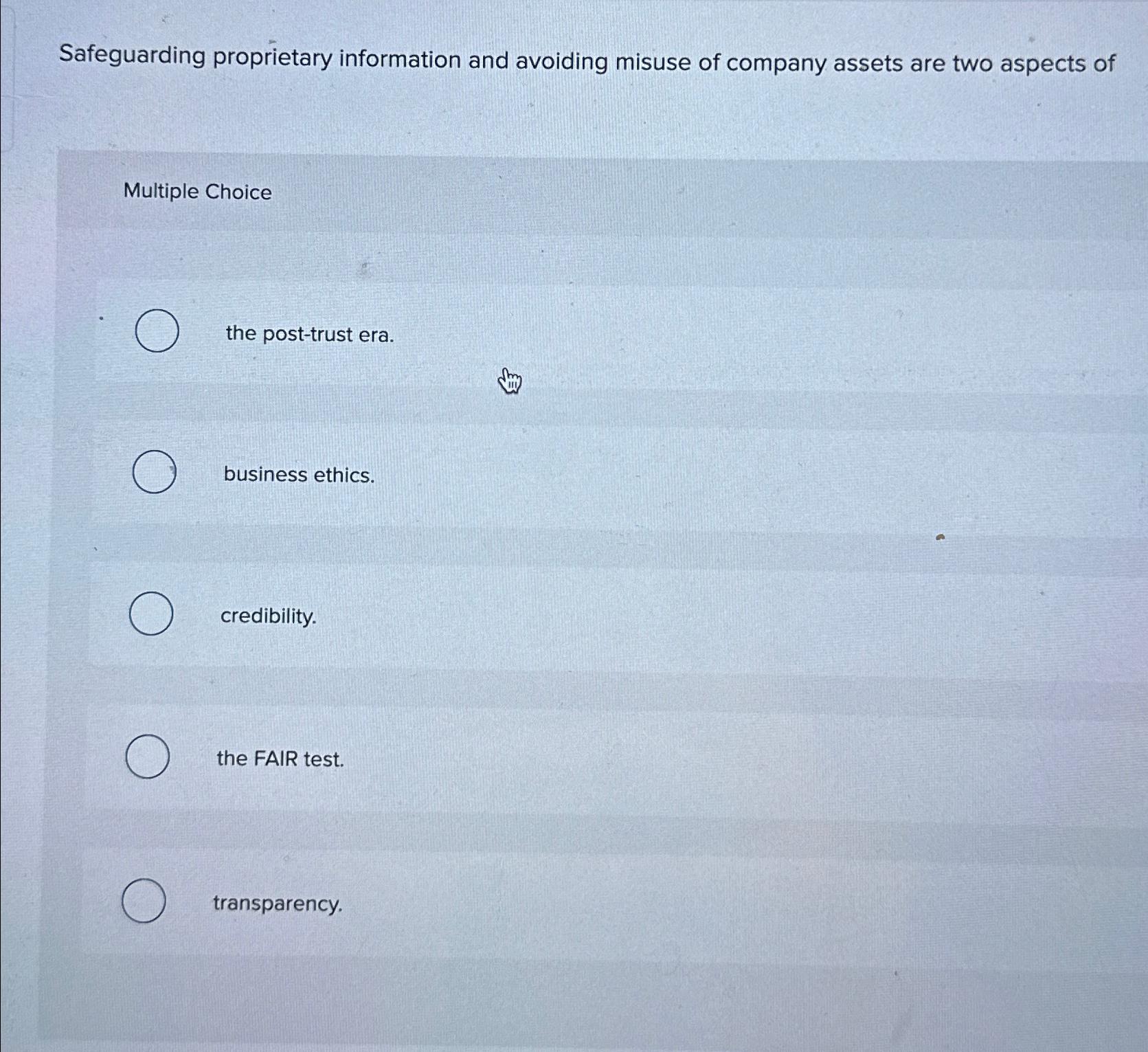 Solved Safeguarding proprietary information and avoiding | Chegg.com Solved Safeguarding proprietary information and avoiding | Chegg.com