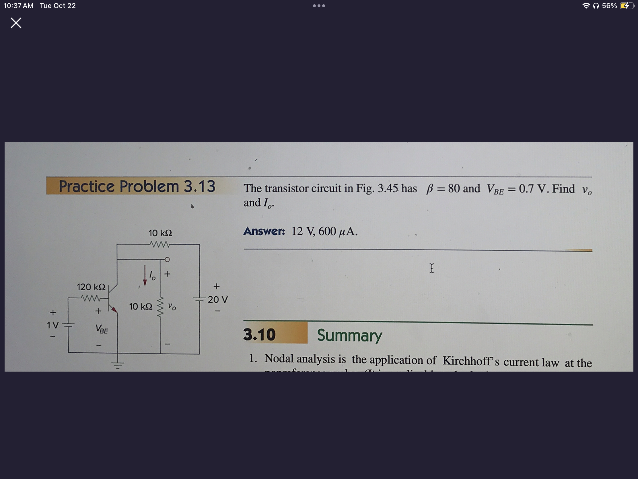 Solved Practice Problem 3.13The transistor circuit in Fig. | Chegg.com