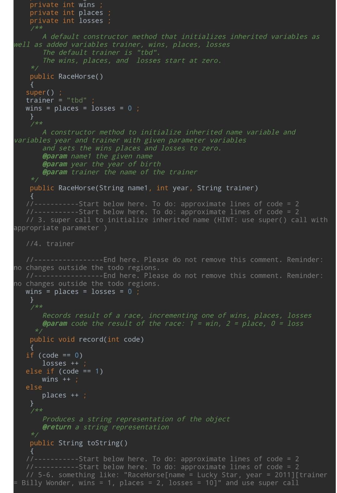 Solved import java.util.Calendar ; /** RaceHorseTester -- to | Chegg.com