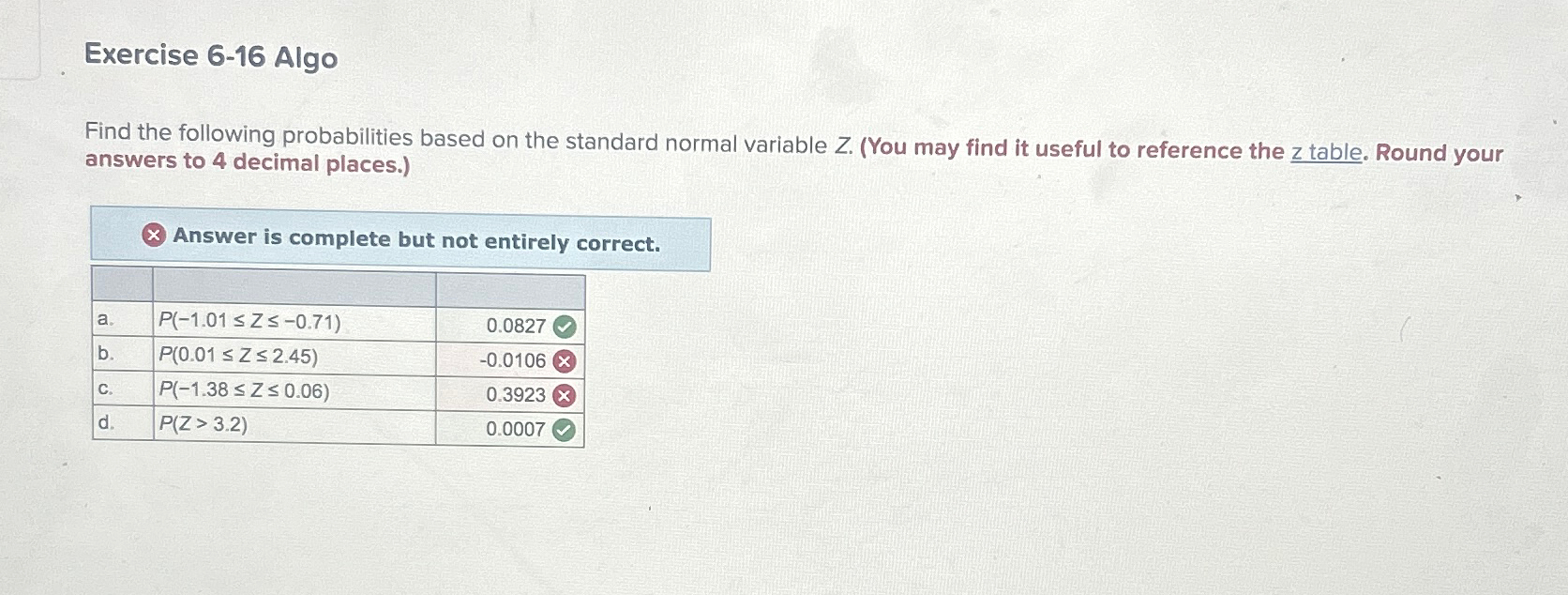 Solved Exercise 6-16 ﻿AlgoFind the following probabilities | Chegg.com