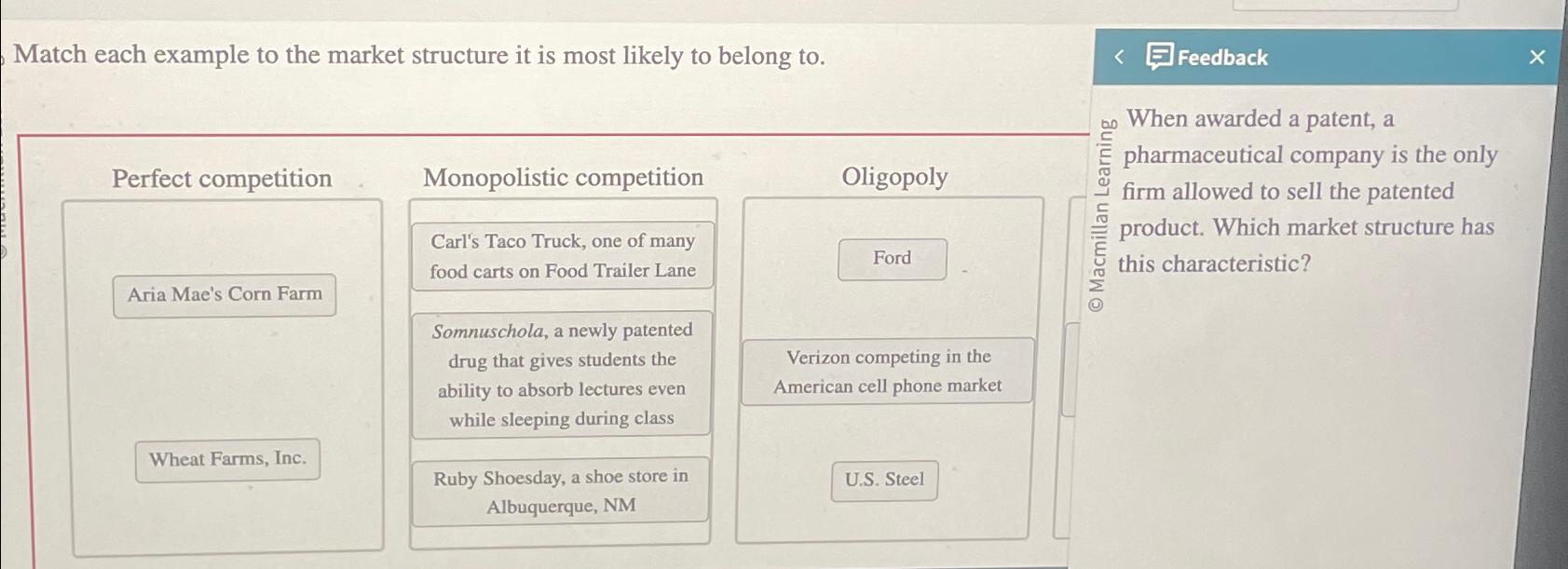 Solved Match each example to the market structure it is most | Chegg.com