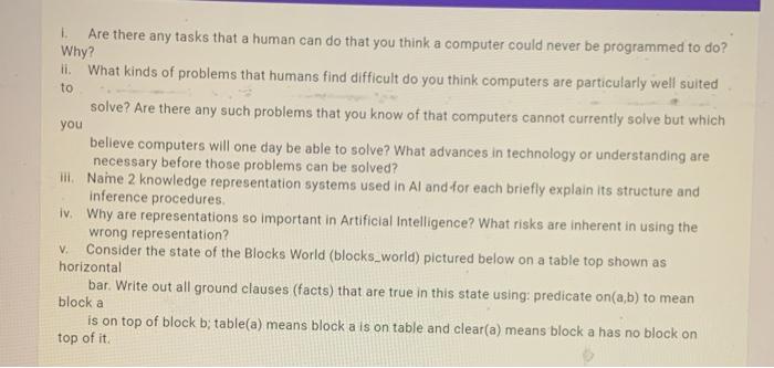 Solved Are there any tasks that a human can do that you | Chegg.com