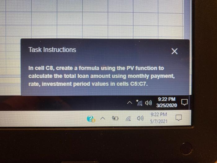 Solved Task Instructions х In cell C8, create a formula | Chegg.com