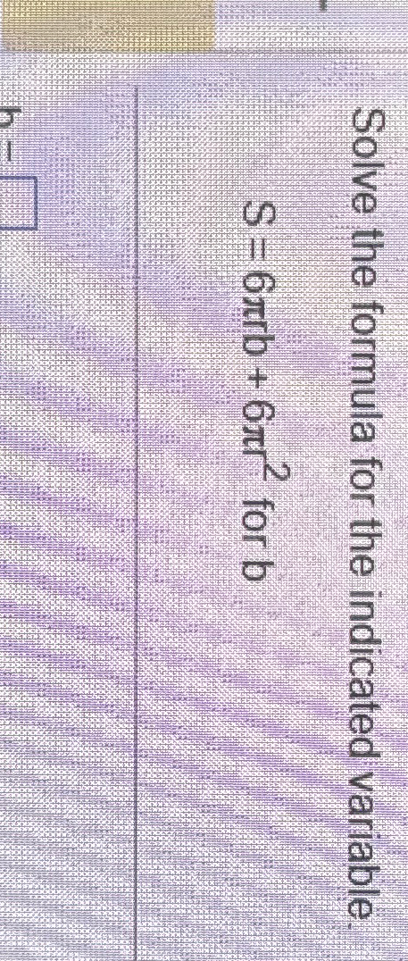 Solved Solve the formula for the indicated | Chegg.com