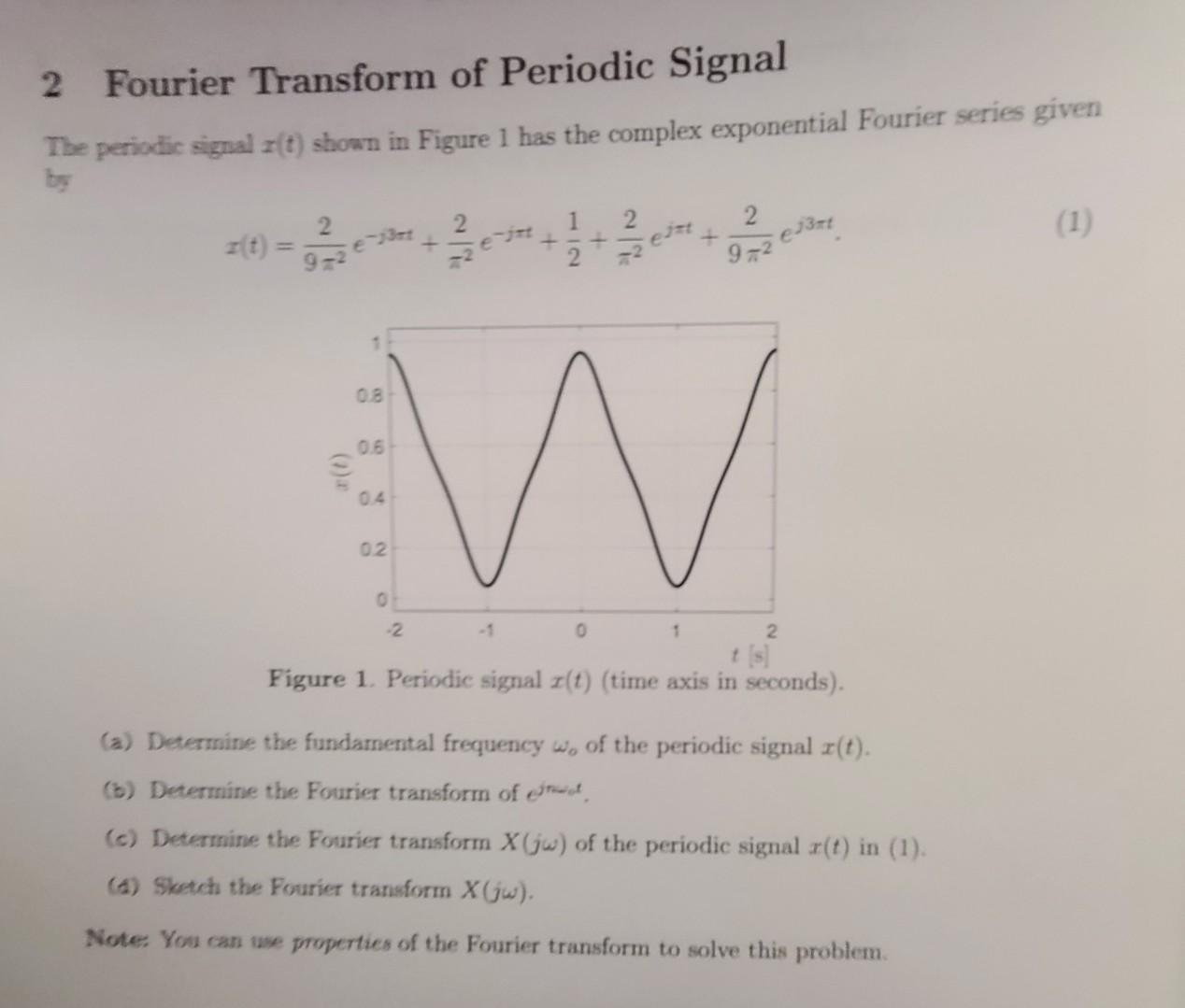Solved 2 Fourier Transform of Periodic Signal The periodic | Chegg.com