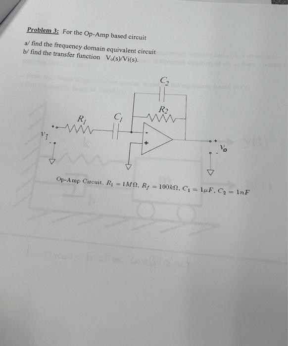 Solved Problem 3: For the Op-Amp based circuit a/ find the | Chegg.com