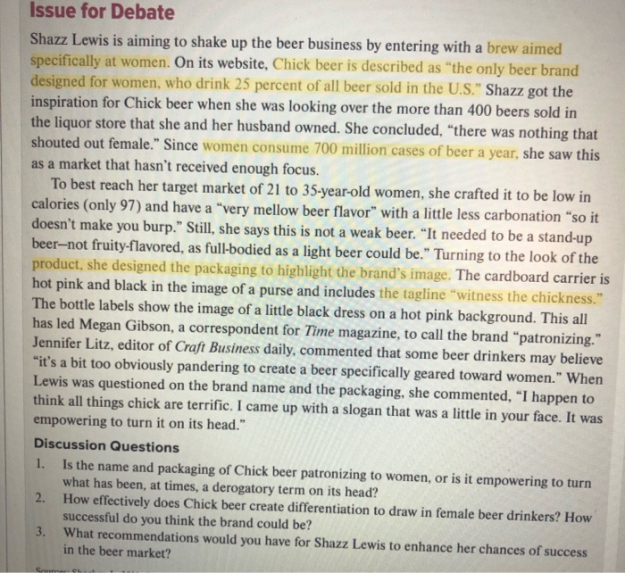 Solved Issue for Debate Shazz Lewis is aiming to shake up | Chegg.com