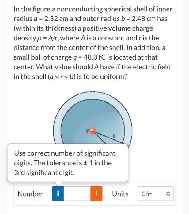 Solved In the figure a nonconducting spherical shell of | Chegg.com