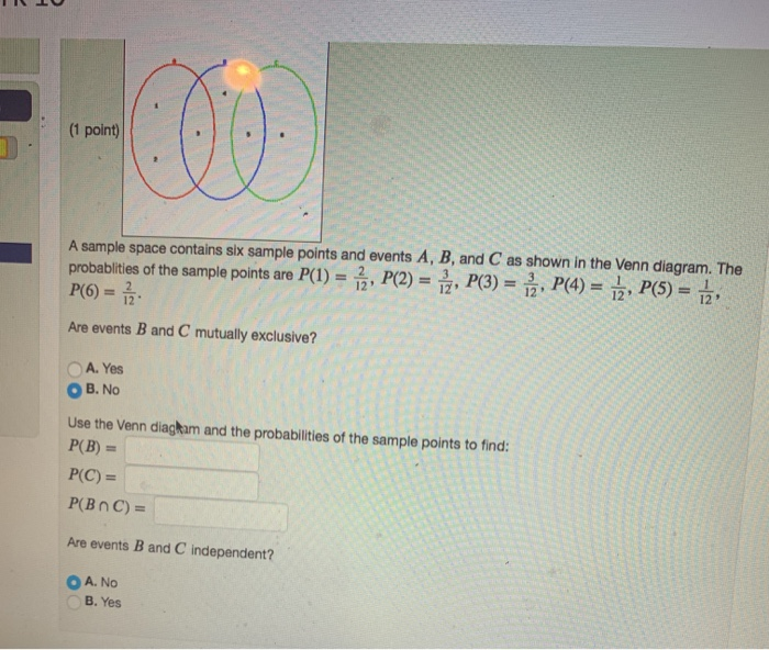 Solved (1 point) A sample space contains six sample points | Chegg.com
