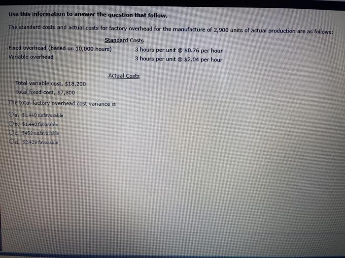 Solved Use this information to answer the question that | Chegg.com