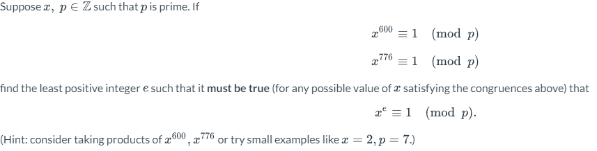 Solved Suppose x,pinZ such that p ﻿is prime. | Chegg.com