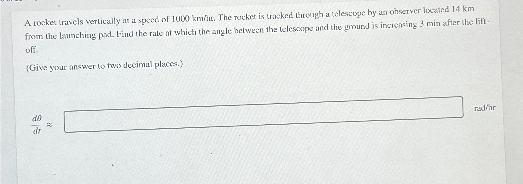 Solved A rocket travels vertically at a speed of 1000kmhr. | Chegg.com